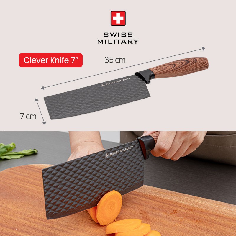 SM CLEAVER KNIFE WOOD 7INCH - Swiss Military