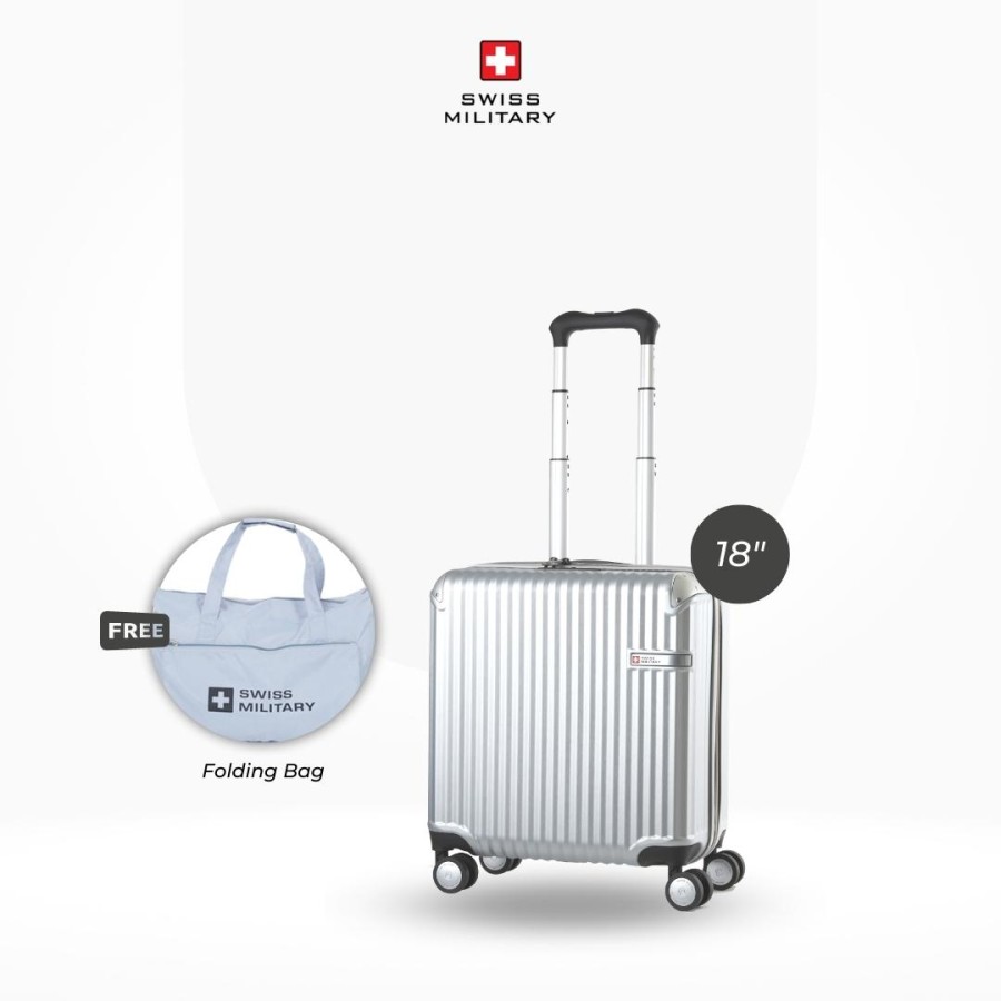 SM SUITCASE SOLIO 18 INCH SILVER + FOLDING BAG SM STYLE 2019 - Swiss ...